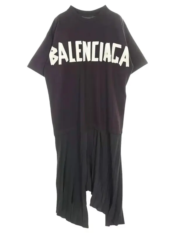 Balenciaga 2010s Logo-print T-shirt Dress - Black