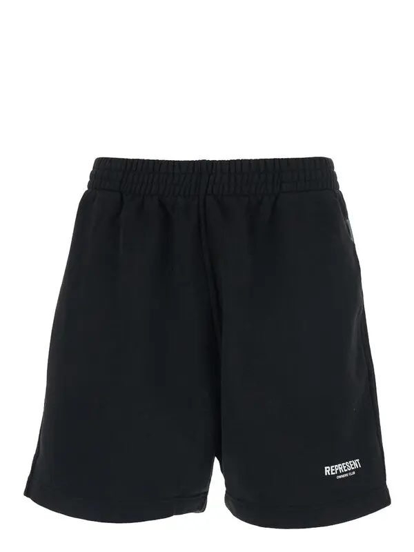 REPRESENT Cotton Shorts With Logo - Black
