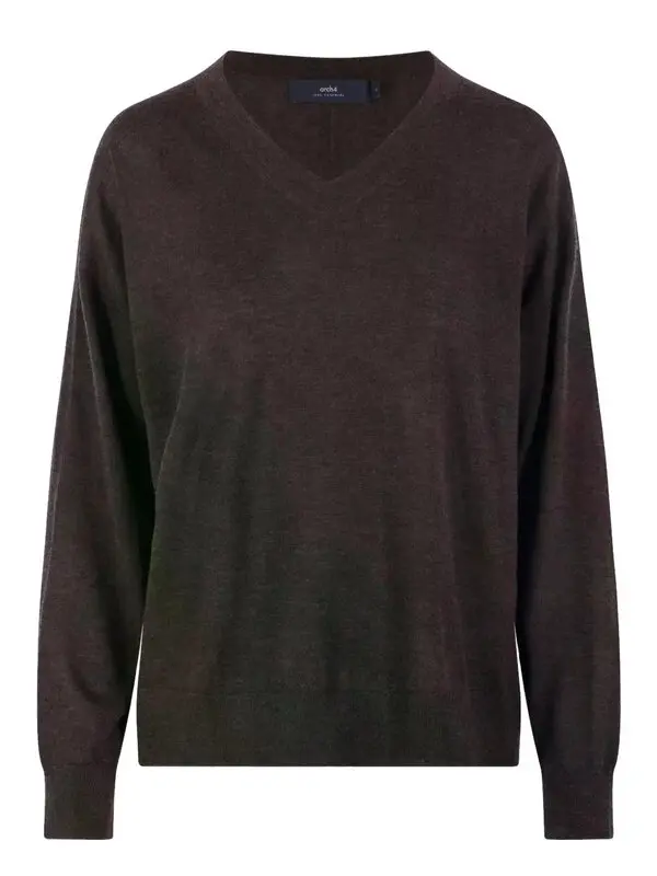 Arch4 V-neck Ribbed Sweater - Brown