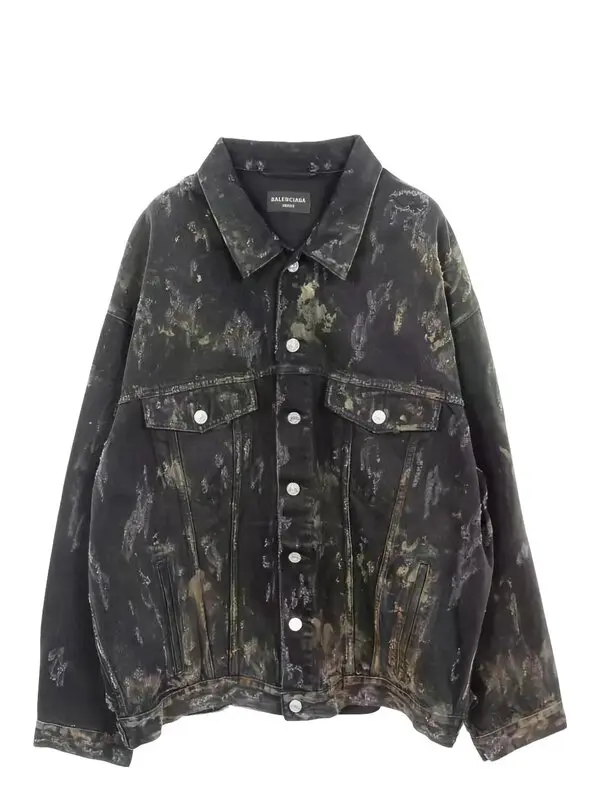 Balenciaga Damage Paint Denim Jacket - Grey