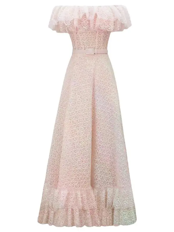 GEMY MAALOUF Off-shoulder Ruffled Dress - Pink