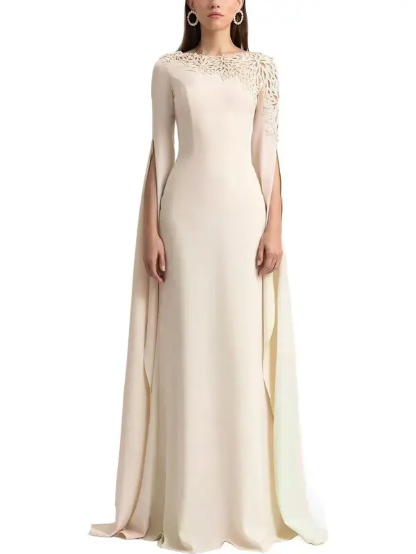 GEMY MAALOUF Beaded-neckline Gown - Neutrals