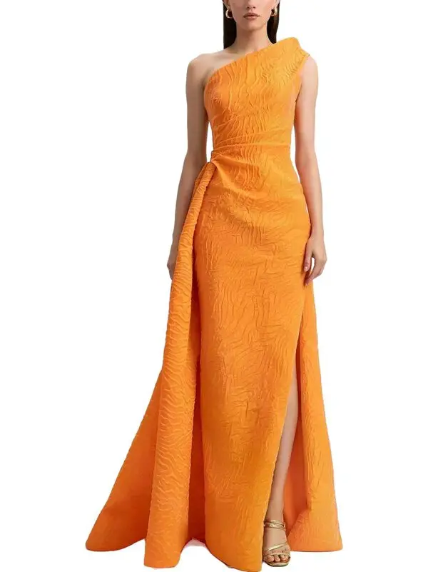 GEMY MAALOUF One-shoulder Draped Waistline Dress - Orange