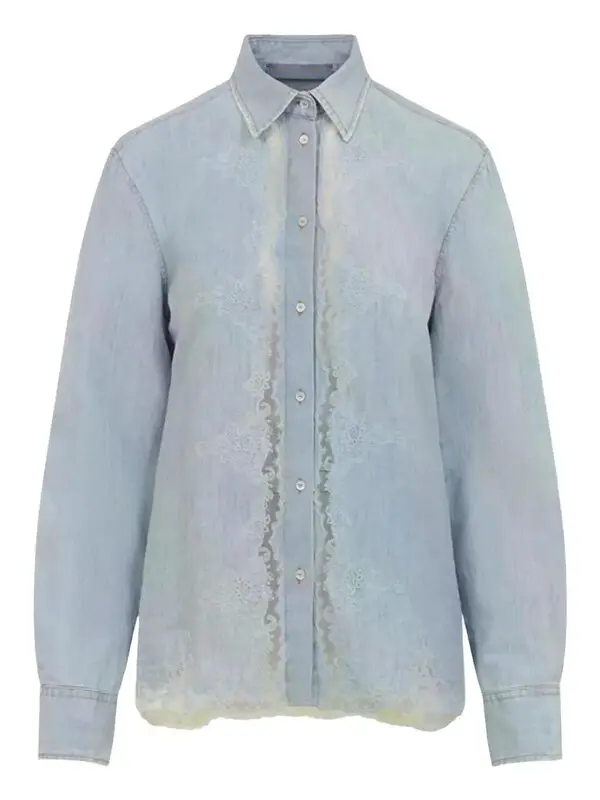 Ermanno Scervino Lace-detail Buttoned Shirt - Blue
