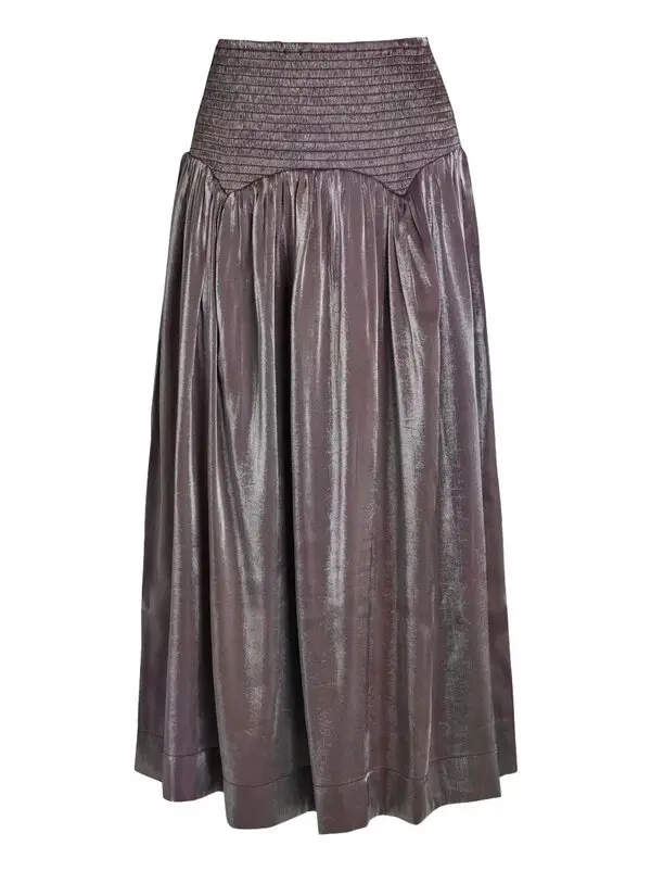 DAMSON MADDER Layla Shirred Midi Skirt - Grey