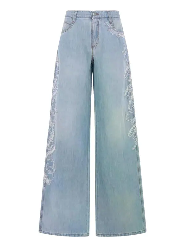 Ermanno Scervino Floral-embroidered Jeans - Blue
