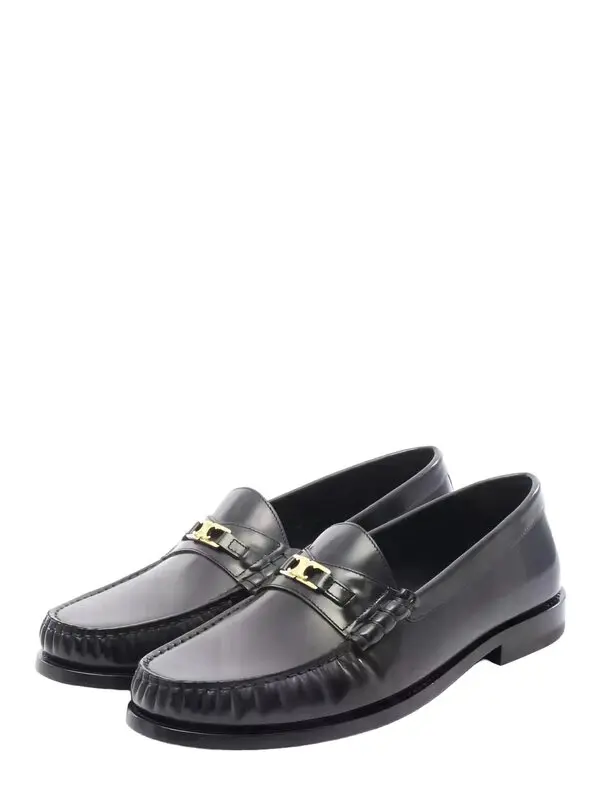 Celine Logo-detail Ruched Loafers - Black