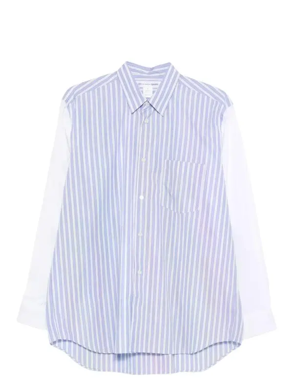 Comme Des Garçons Striped Colour-block Shirt - Blue