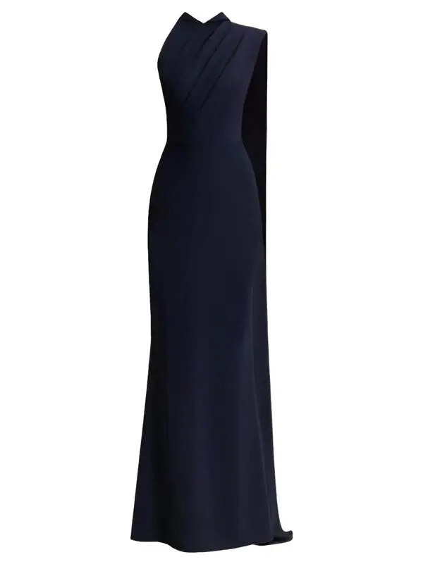 GEMY MAALOUF Padded Shoulder Maxi Dress - Blue