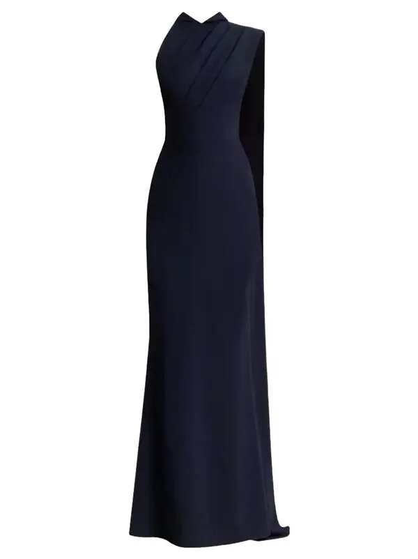 GEMY MAALOUF Padded Shoulder Maxi Dress - Blue