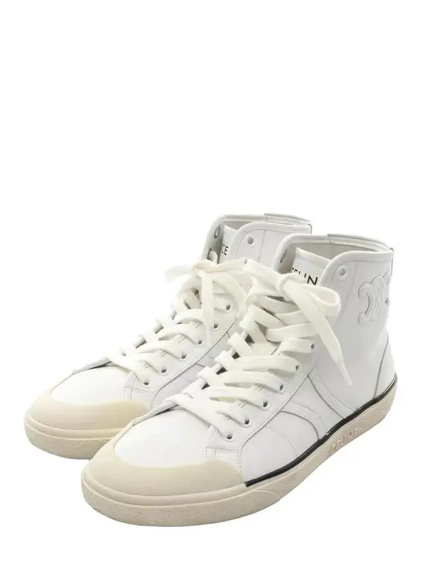 Celine 2010s Triomphe Leather Sneakers - White