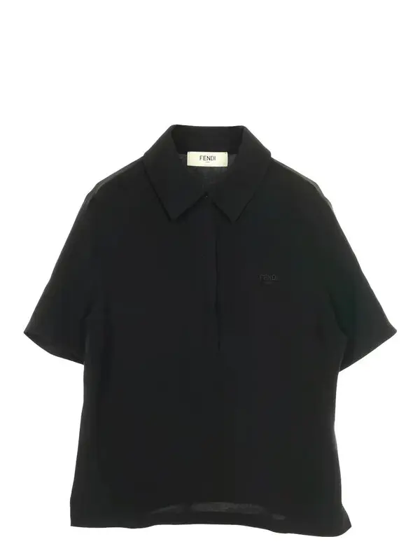 Fendi Logo-detail Short-sleeve Polo Shirt - Black