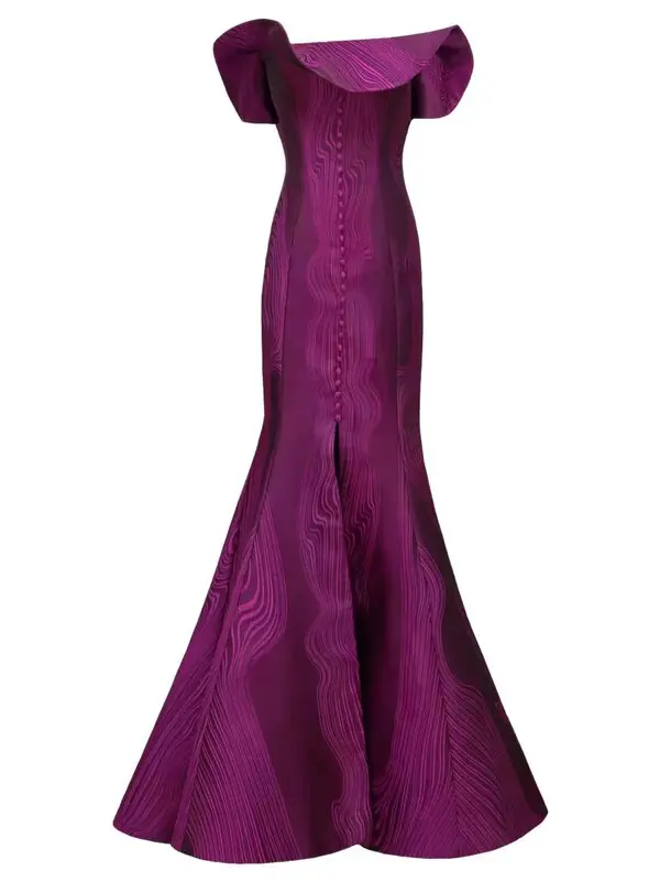 GEMY MAALOUF Draped Off-shoulder Gown - Purple