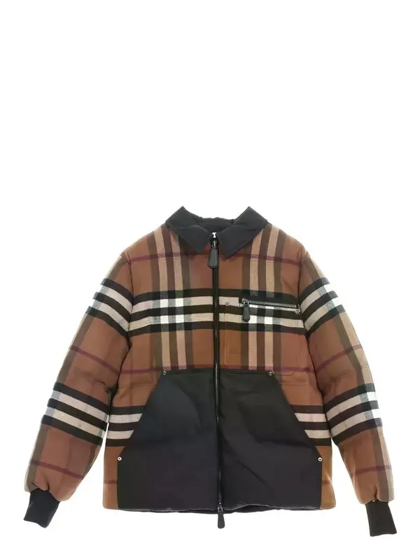 Burberry 2010s Checked Down Jacket - Brown