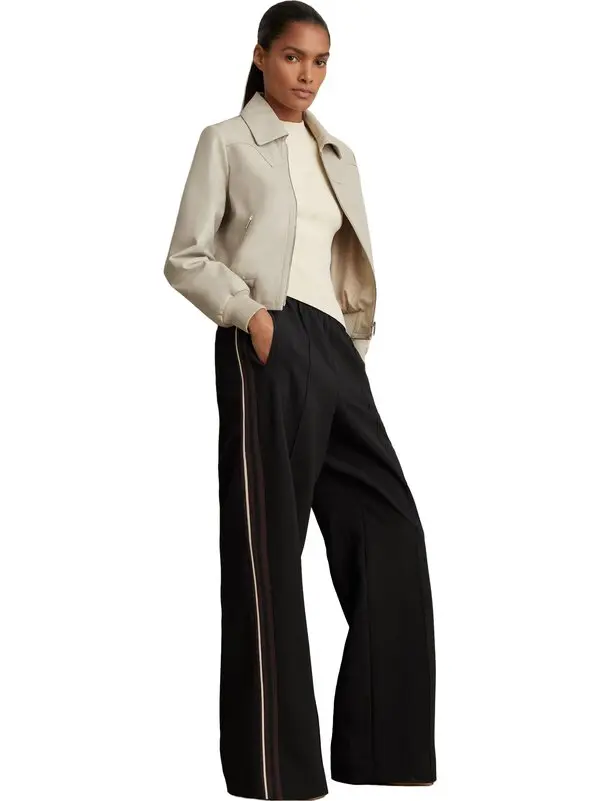 REISS Robyn Side-stripe Wide-leg Trousers - Black