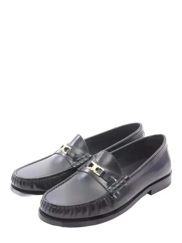 Celine Luco Triomphe Leather Loafers - Black
