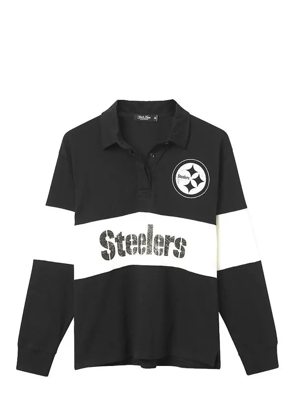Junk Food Clothing Nfl Pittsburgh Steelers Rugby Long Sleeve Sweater - True Black