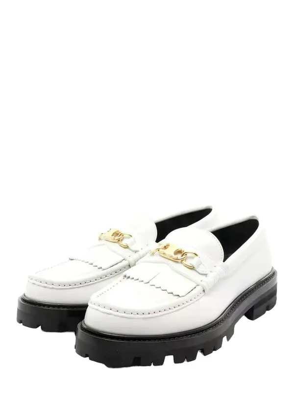 Celine 2020s Fringed Leather Loafers - White