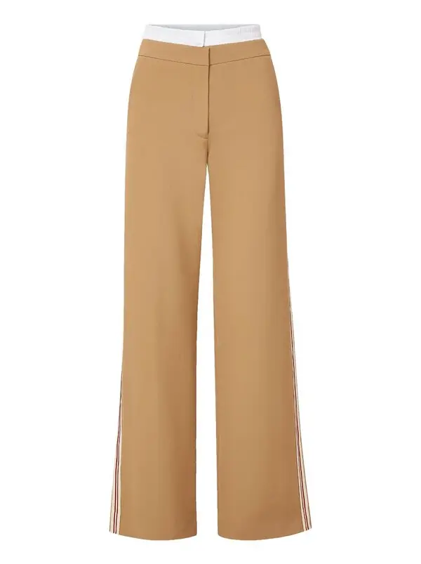 Veronica Beard Eugene Side-stripe Wide-leg Trousers - Khaki