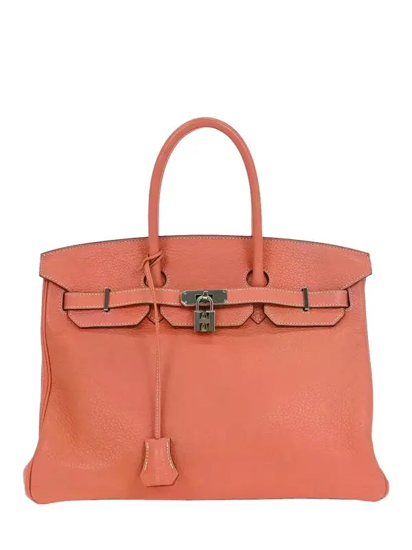 Hermès 2013 35 Birkin Clemence Leather Tote Bag - Orange