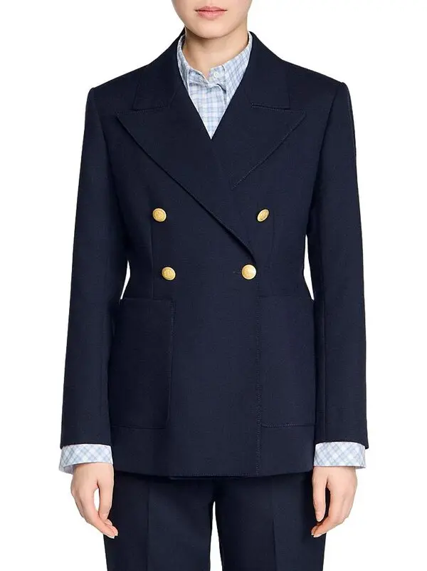 Sandro Slim Fit Suit Jacket - Navy Blue