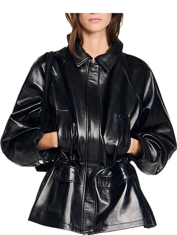Sandro Leather Ashley Jacket - Black