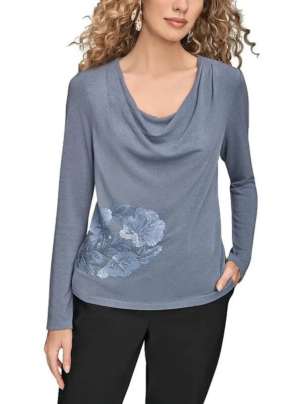 Donna Karan New York Embellished Long Sleeve Top - Tempest