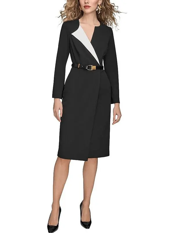 Donna Karan New York Belted Blazer Dress - Black Cream