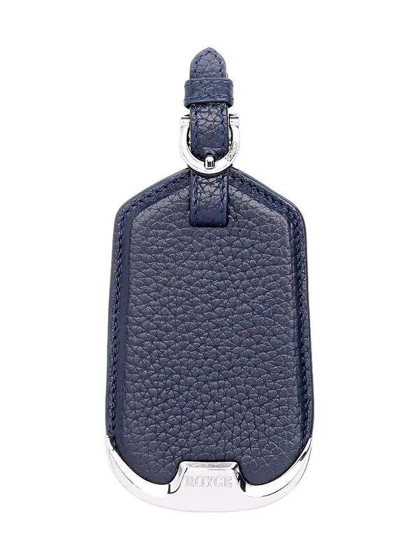 ROYCE NEW YORK Leather Luggage Tag - Navy Pebble