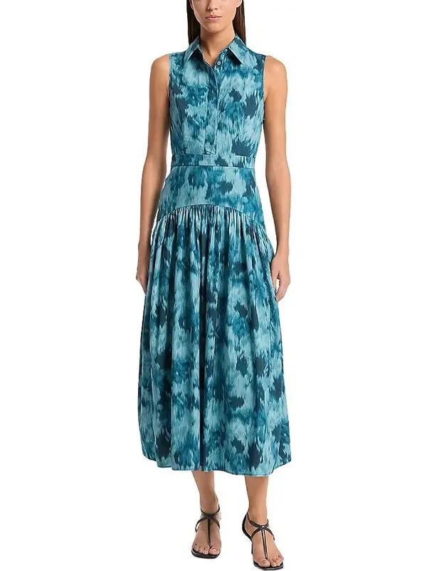 Michael Kors Poplin Drop Waist Dress - Seaglass Multi