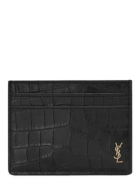 Saint Laurent Tiny Cassandre Card Case - Black