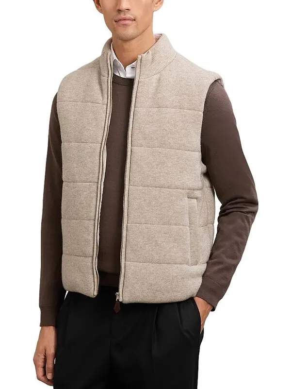 REISS Otley Sleeveless Ribbed Gilet - Oatmeal
