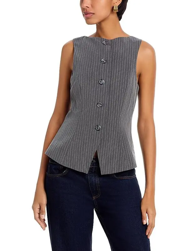 French Connection Minka Pinstriped Vest - Steel Haze