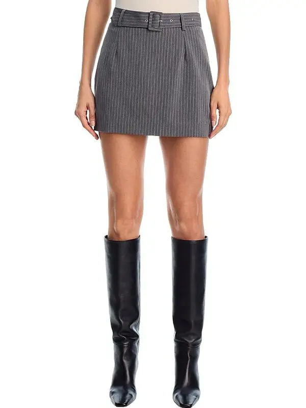 French Connection Minka Pinstriped Skirt - Steel Haze