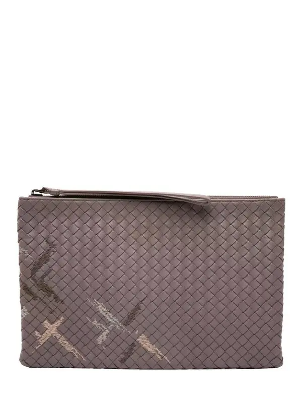 Bottega Veneta Nappa Intrecciato Stitched Clutch Bag - Brown