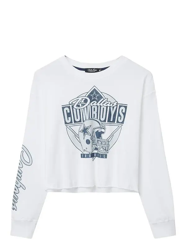 Junk Food Clothing Nfl Dallas Cowboys Helmet Crop Fleece - White
