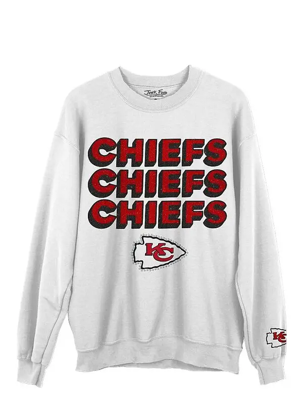 Junk Food Clothing Nfl Kansas City Chiefs Fleece Crewneck - White
