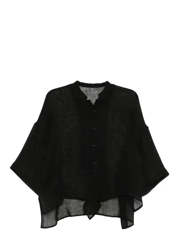 Y’s Mesh Collared Blouse - Black