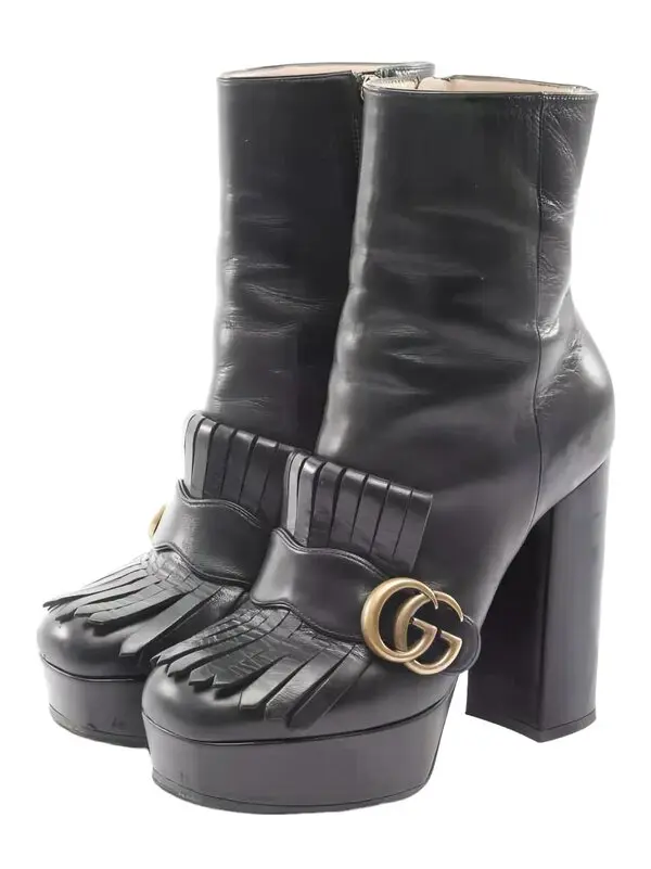Gucci 2010s Logo Fringe Boots - Black