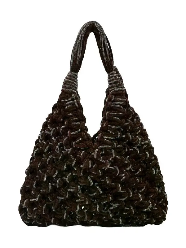 HIBOURAMA Crystal-embellished Shoulder Bag - Brown
