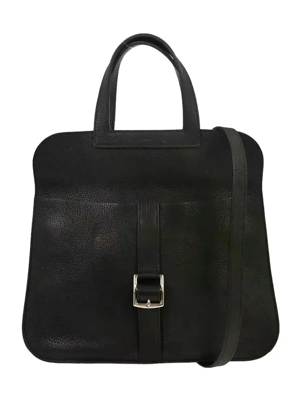 Hermès 2017 31 Taurillon Clemence Halzan Tote Bag - Black