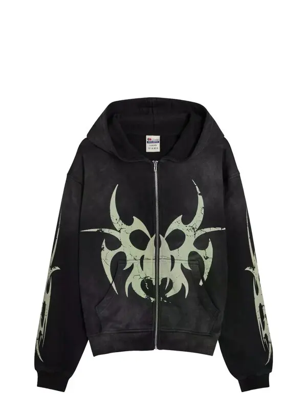 CHEW FOREVER Graphic Zip-up Hoodie - Black
