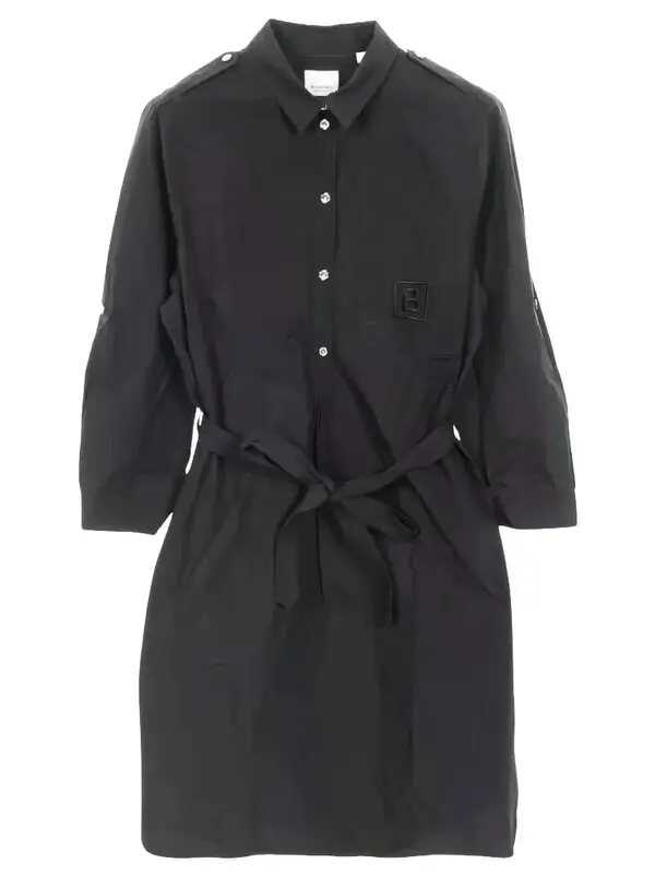 Burberry 2000s Kelsy Belt Cotton Shirt Dress - Black