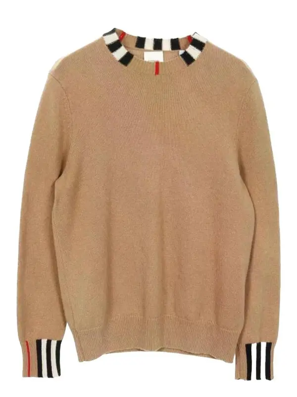 Burberry Patterned Trim Cashmere Sweater - Neutrals