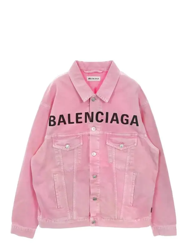 Balenciaga 2010s Logo Denim Jacket - Pink