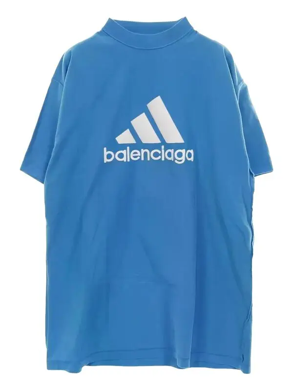 Balenciaga 2020s Logo-embroidery T-shirt - Blue