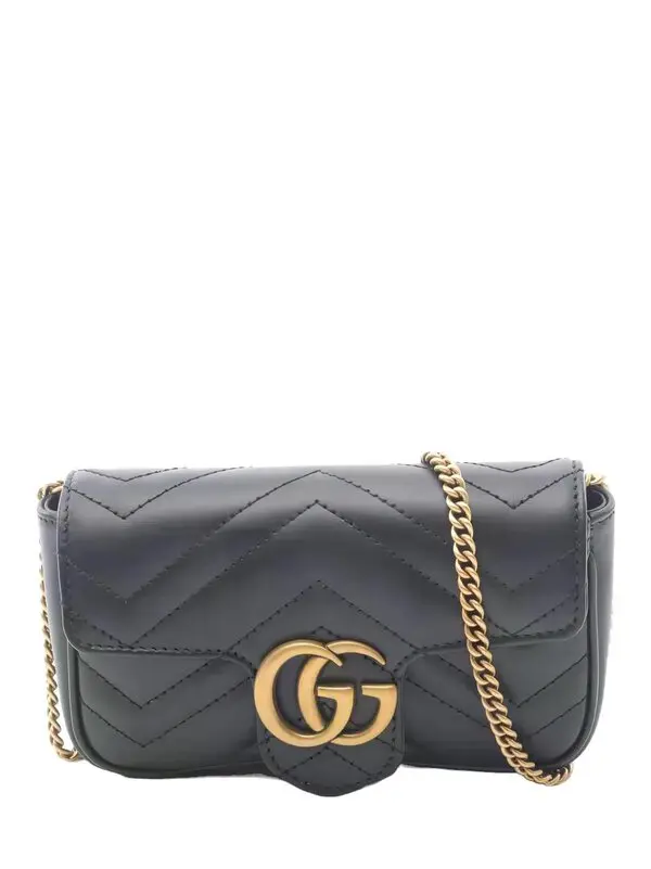 Gucci Marmont Super Mini Leather Shoulder Bag - Black