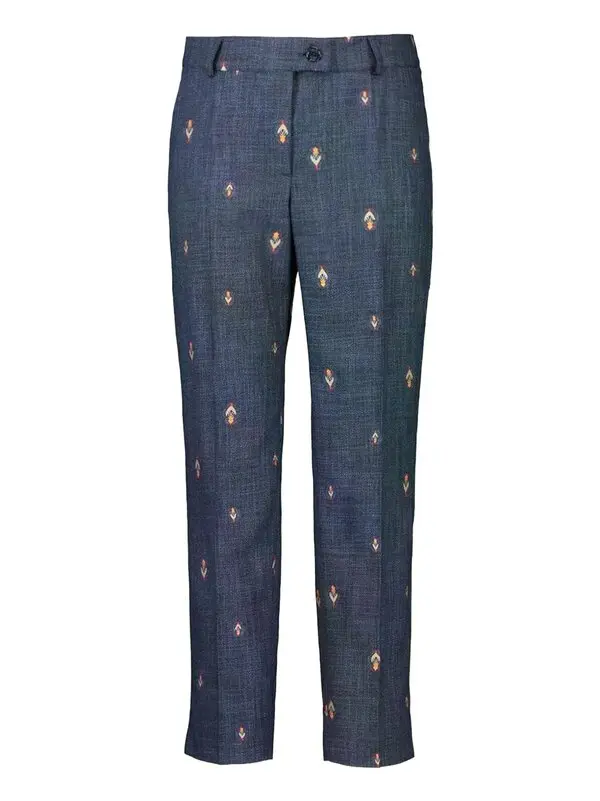 MAISON COMMON Tulip-embroidered Trousers - Blue