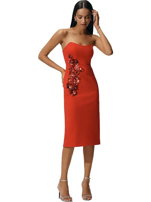 ELLIATT Yasme Strapless Midi Dress - Red