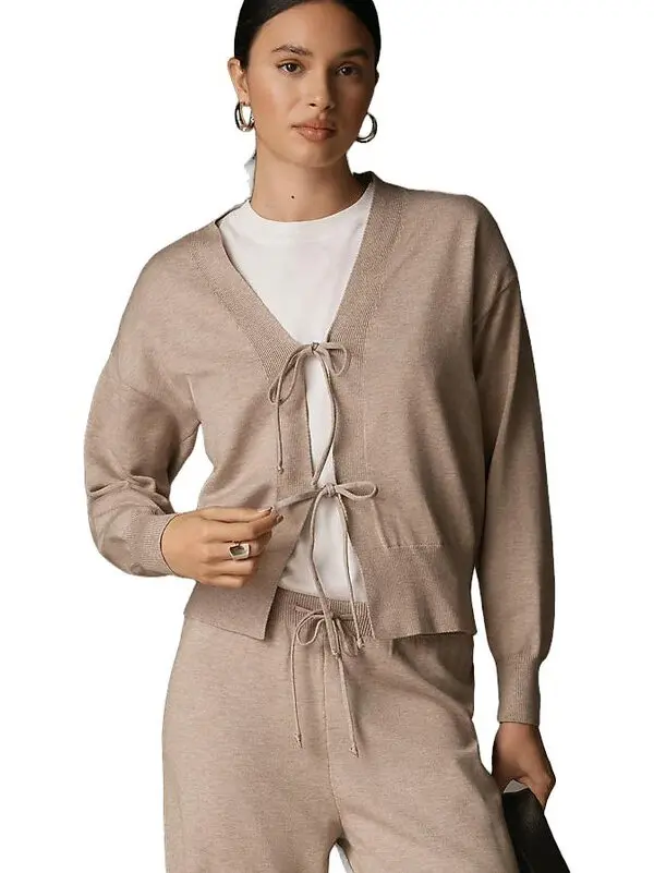 Anthropologie Tie-front Cardigan Sweater - Neutral
